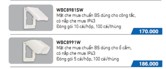 Mặt che mưa cho ổ cắm panasonic WBC8991W IP43