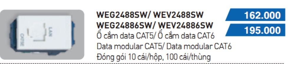 Ổ cắm data CAT6 panasonic WEV2488SW